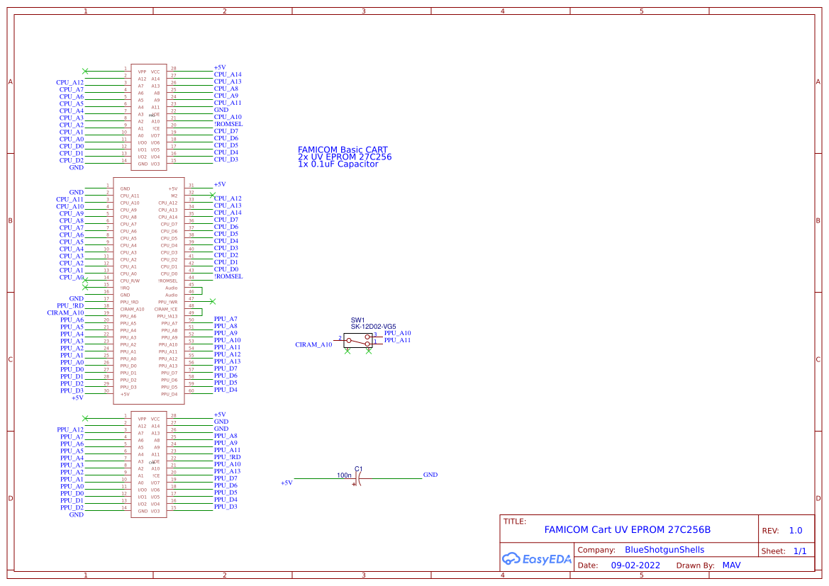 Famicom EEPROM 60Pin cartridge with HV Switch - EasyEDA open source hardware lab