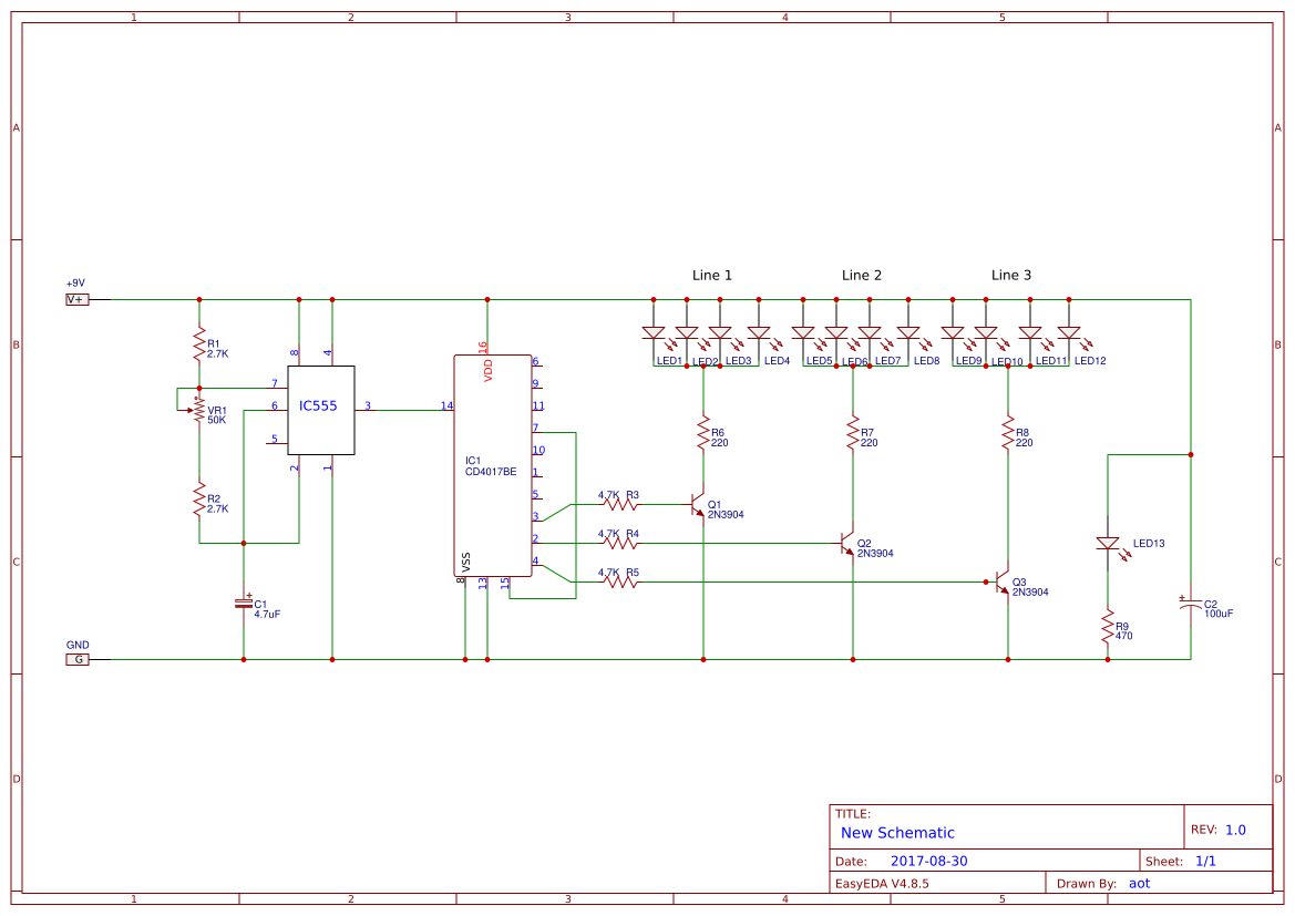 LED Pattern Flasher circuit - EasyEDA open source hardware lab