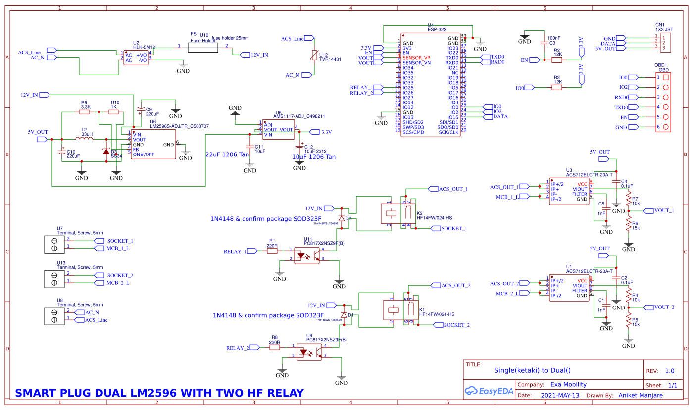 Smart_Switch_Dual_LM2596_PCB - OSHWLab