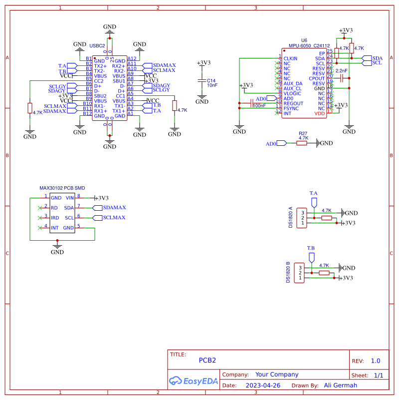 PROJET yahya esp32C3-MAX30102-DS18-gyroscope PCB2 - Platform for creating and sharing projects ...