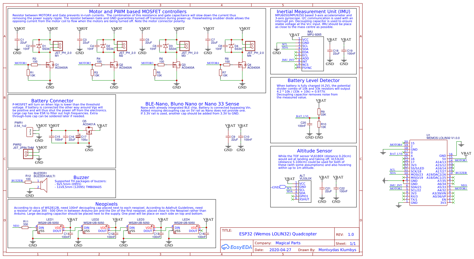 ESP32 Quadcopter PCB - OSHWLab