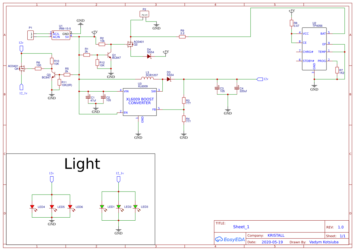 Emergency light - EasyEDA open source hardware lab