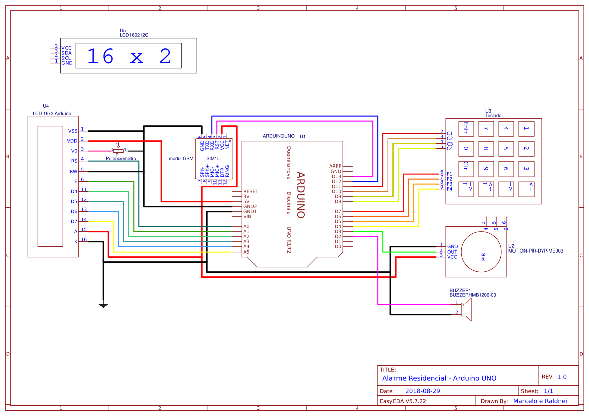 Alarme Residencial Arduino Uno Easyeda Open Source Hardware Lab