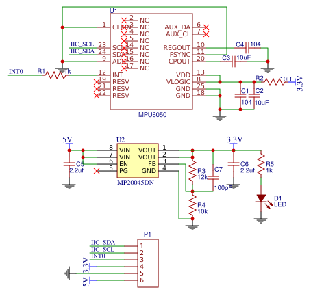 Six axis acceleration sensor module - EasyEDA open source hardware lab