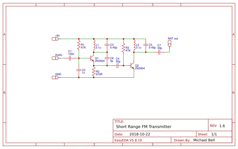 Short Range FM Transmitter - EasyEDA open source hardware lab