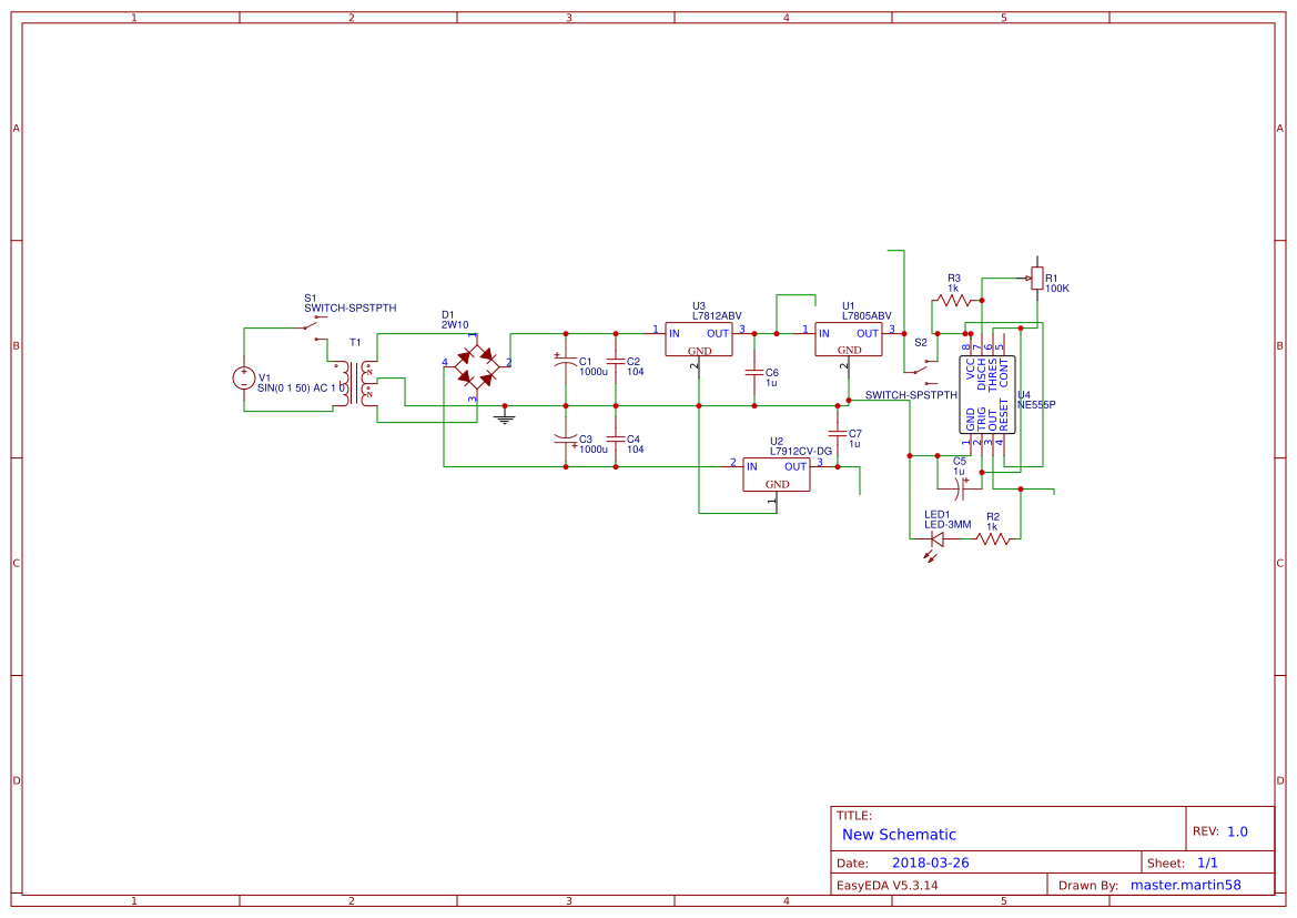 Fuente Lineal simétrica, con timer. - EasyEDA open source hardware lab