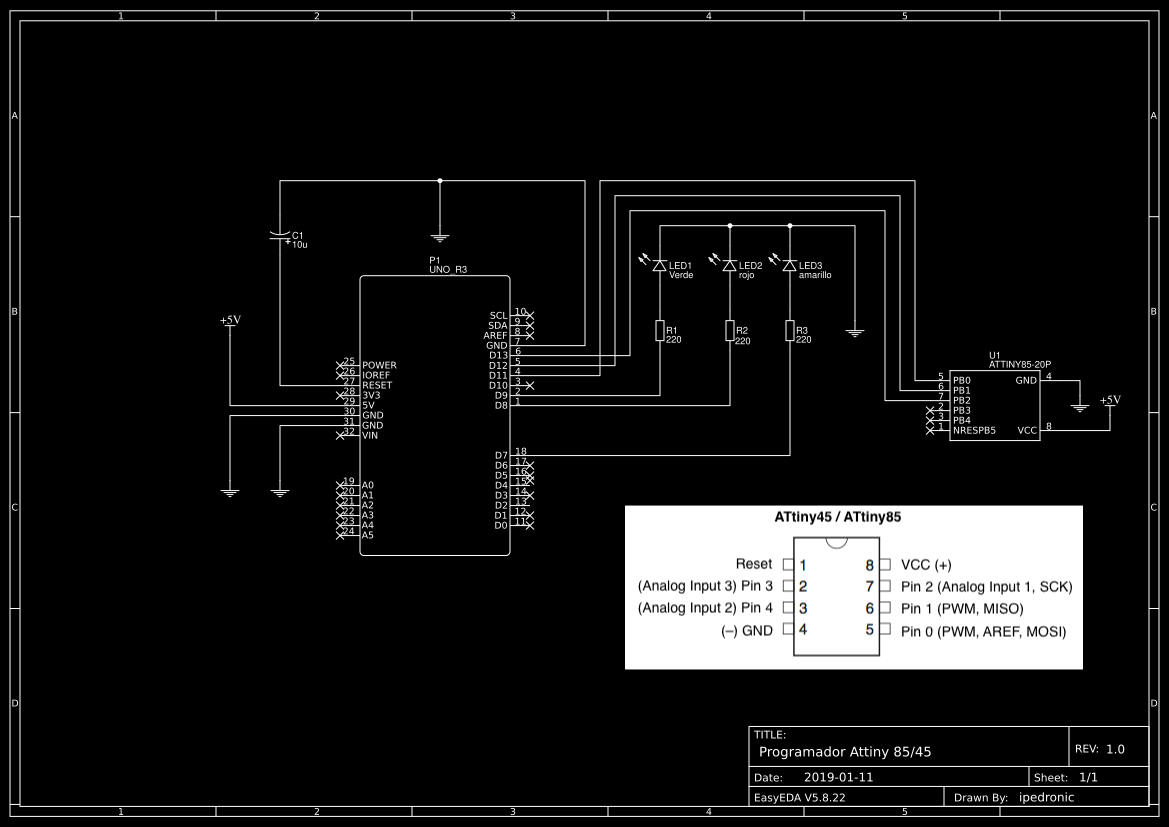 Programador Attiny - EasyEDA open source hardware lab
