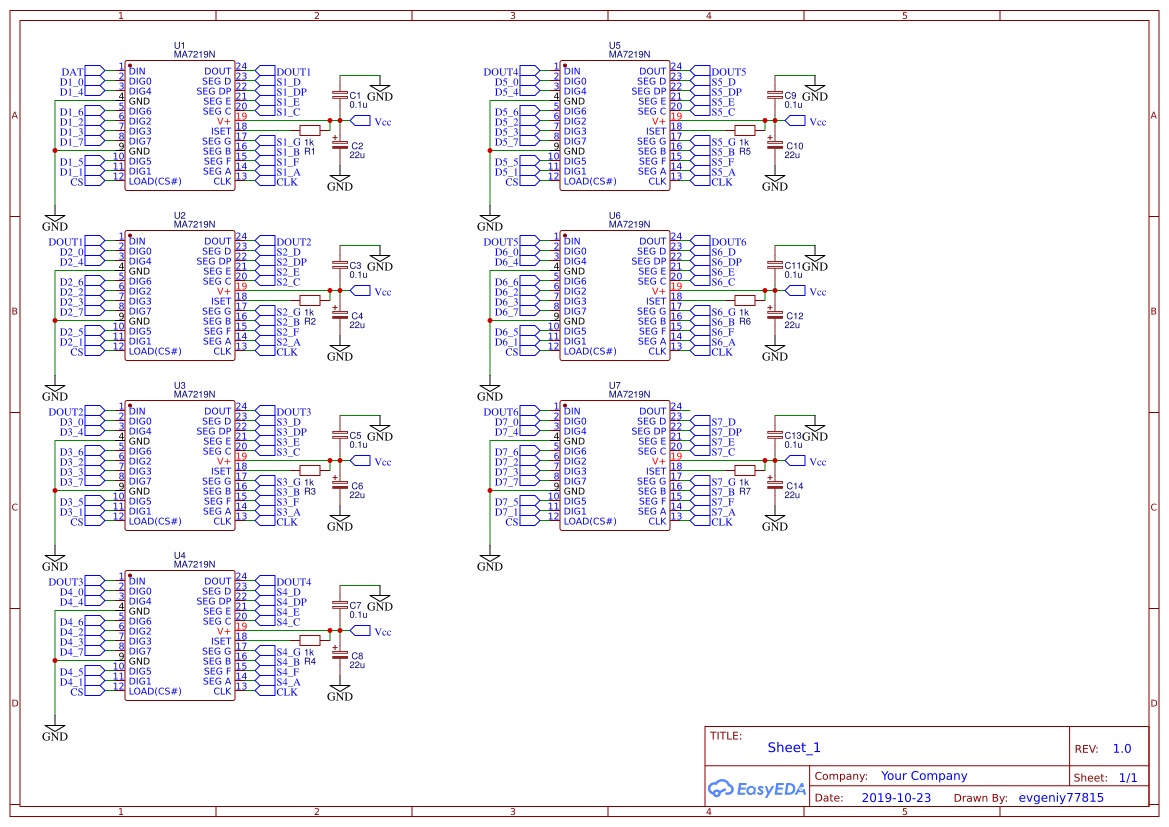 Rele - MAX7219 - EasyEDA open source hardware lab