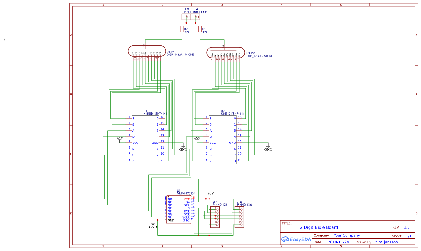 Nixie Clock NodeMCU - OSHWLab
