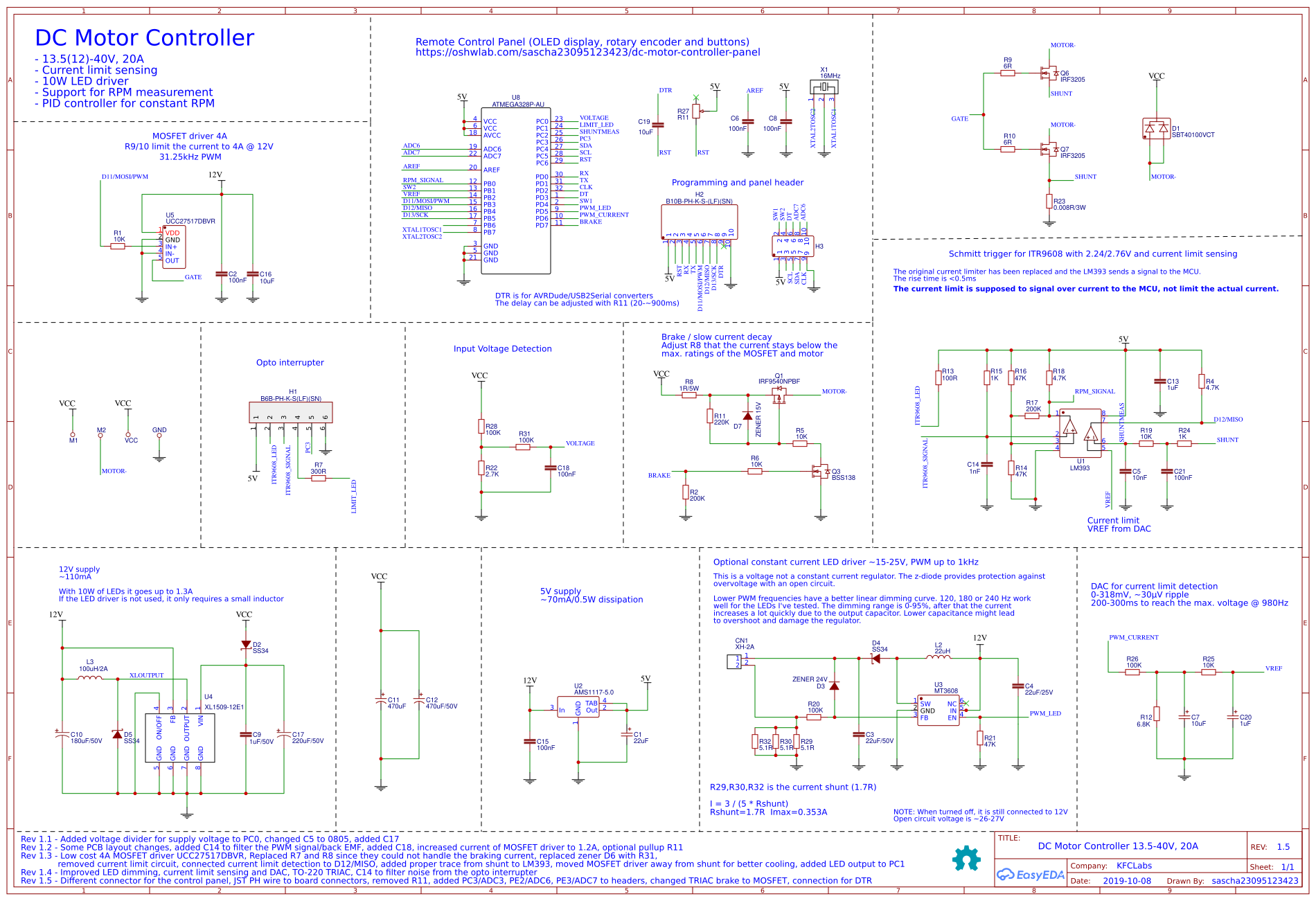 DC Motor Controller with LED driver - EasyEDA open source hardware lab