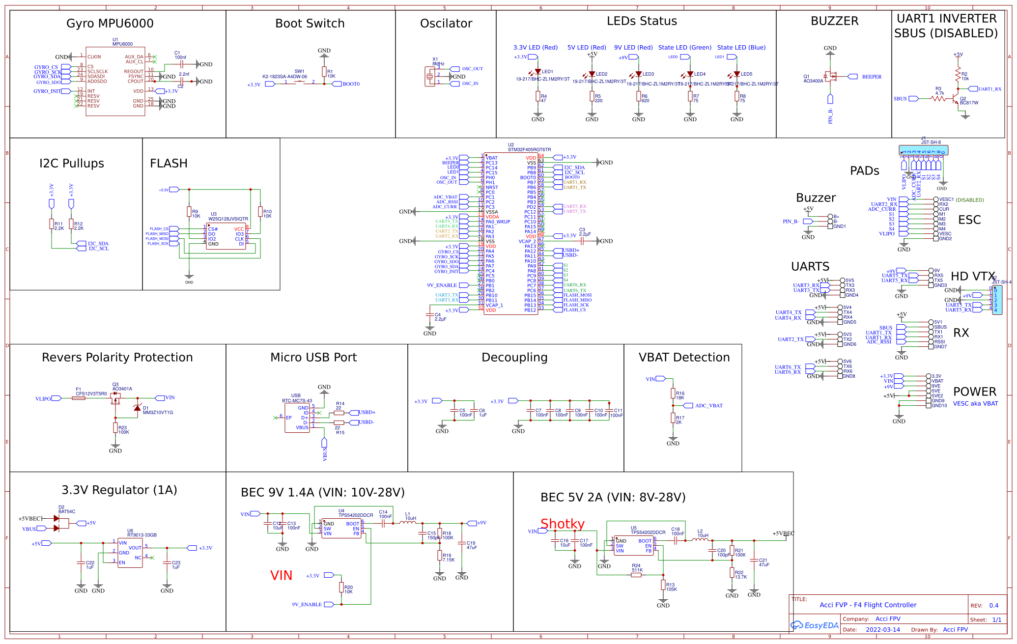 Acci FPV Flight Controller - Betaflight F4 - EasyEDA open source hardware lab
