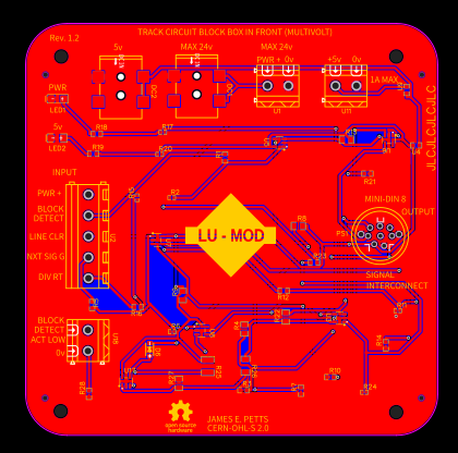 LU-MOD track circuit block box in front multivolt - EasyEDA open source hardware lab