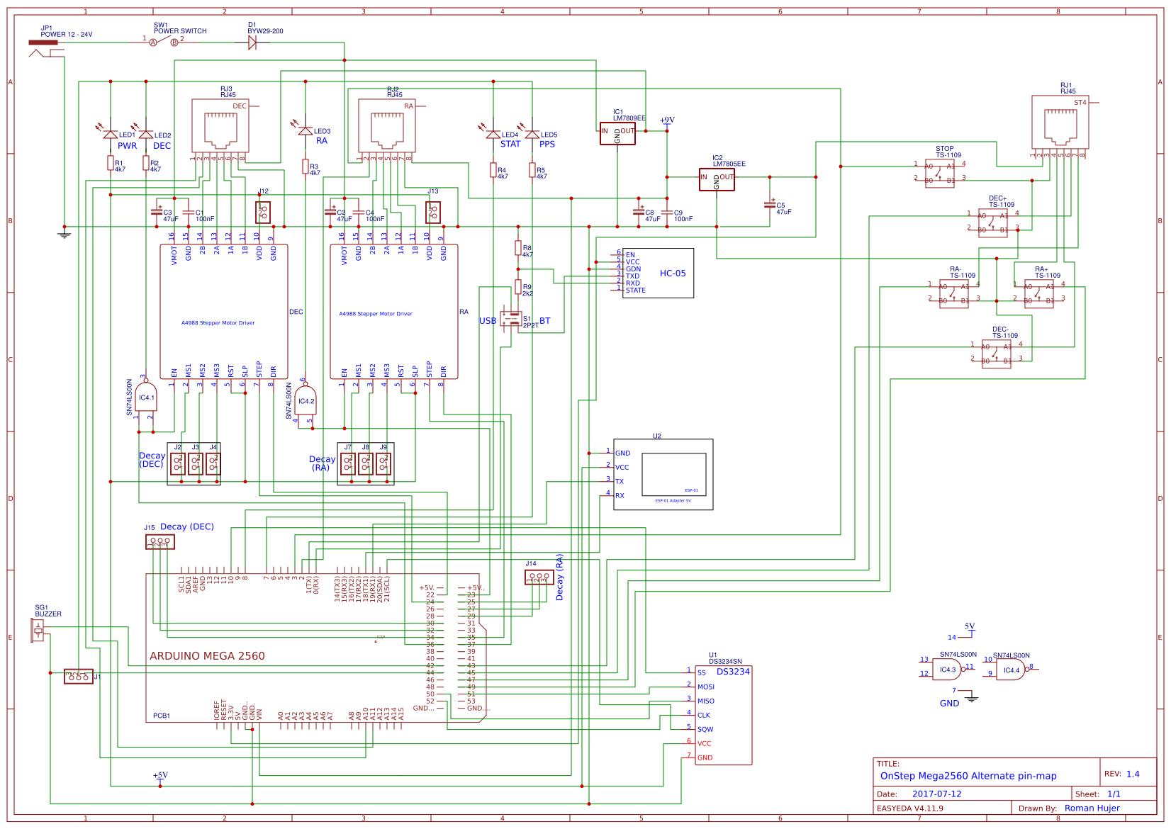 OnStep controller V 1.4 - EasyEDA open source hardware lab