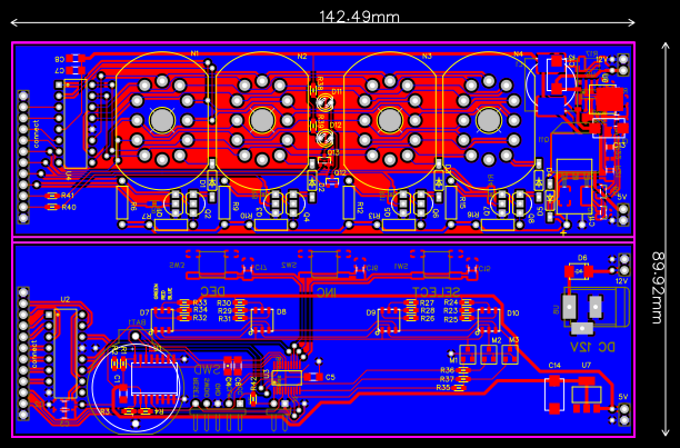 Nixie clock on IN-12B - EasyEDA open source hardware lab