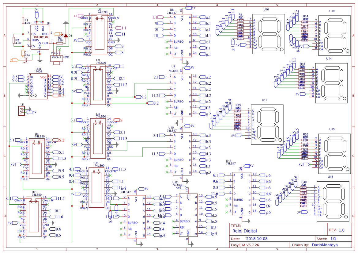 Reloj Digital - OSHWLab