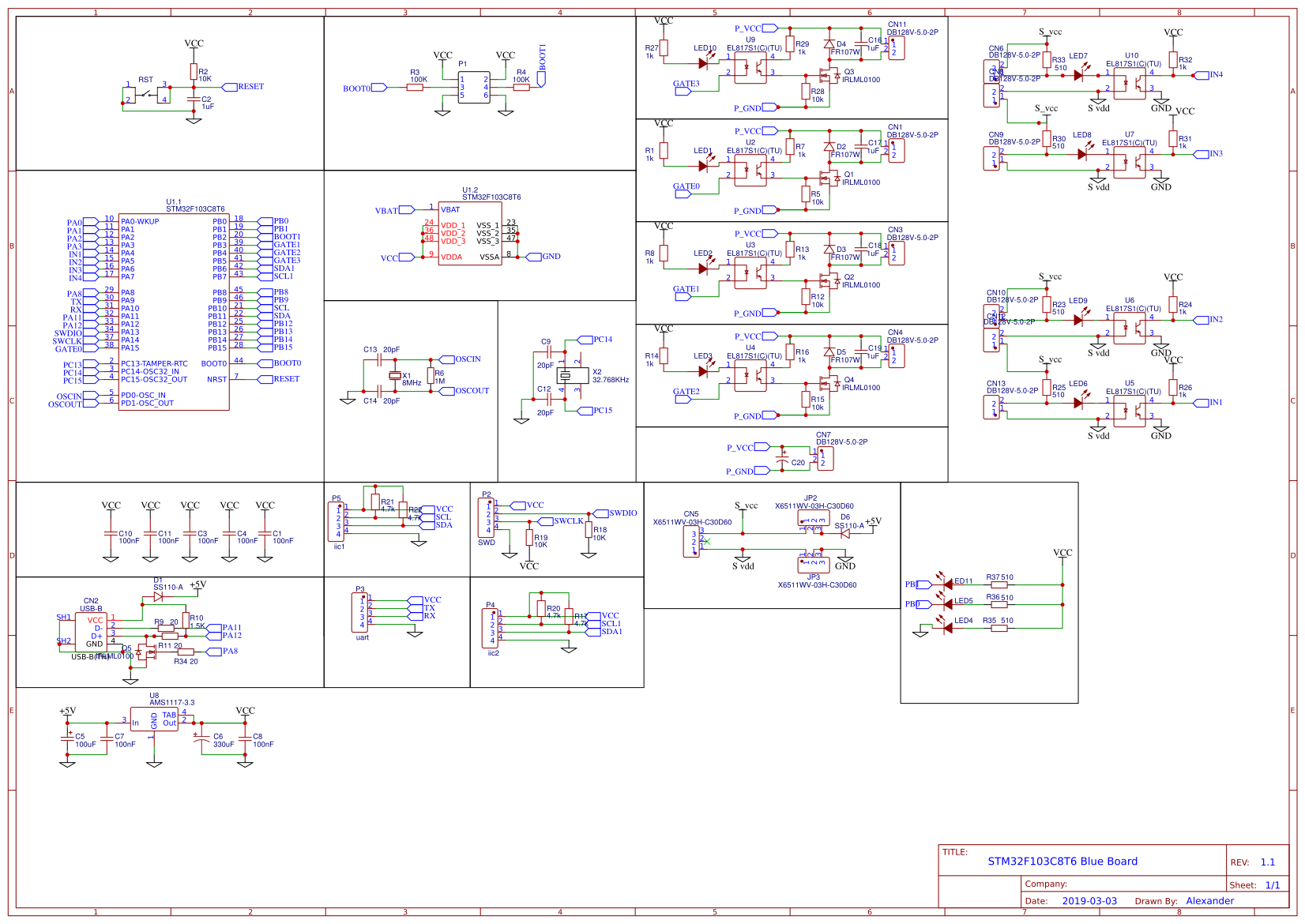 STM32F103 «Blue Pill» modified board copy - OSHWLab