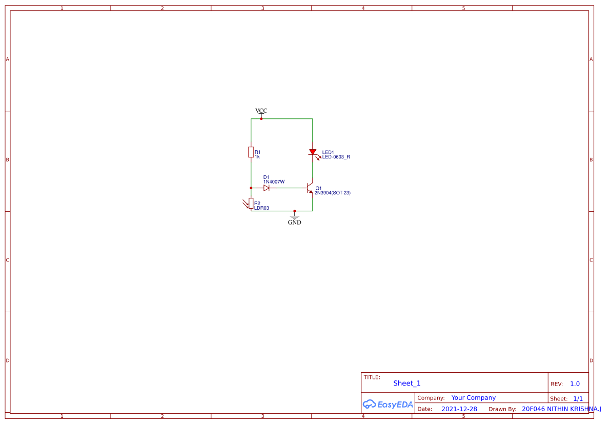 ambient light sensor using LDR - EasyEDA open source hardware lab