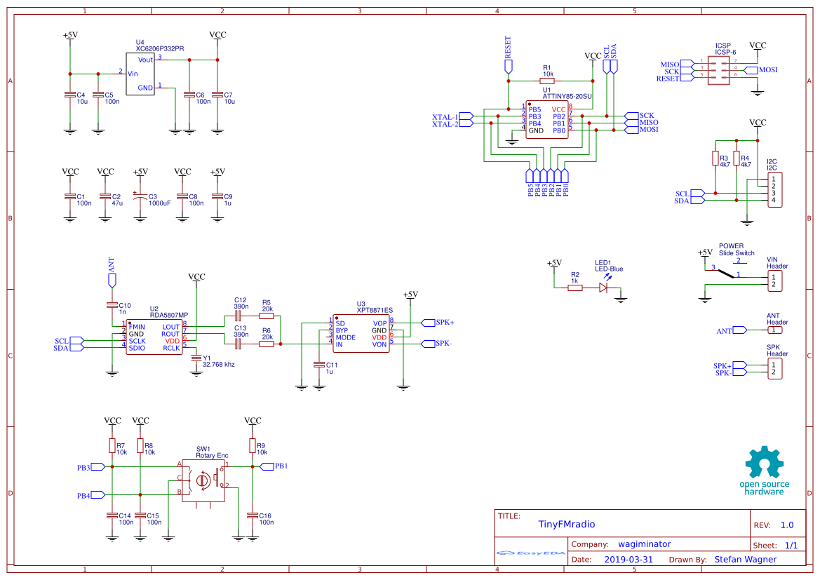 ATtiny85 TinyFMradio SMD - EasyEDA
