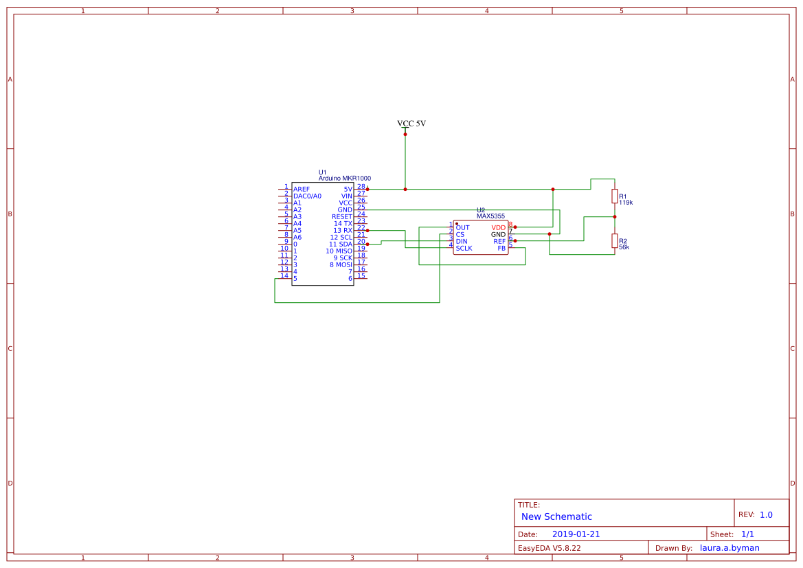 SPI DAC MAX5355 Arduino MKR1000 - EasyEDA open source hardware lab