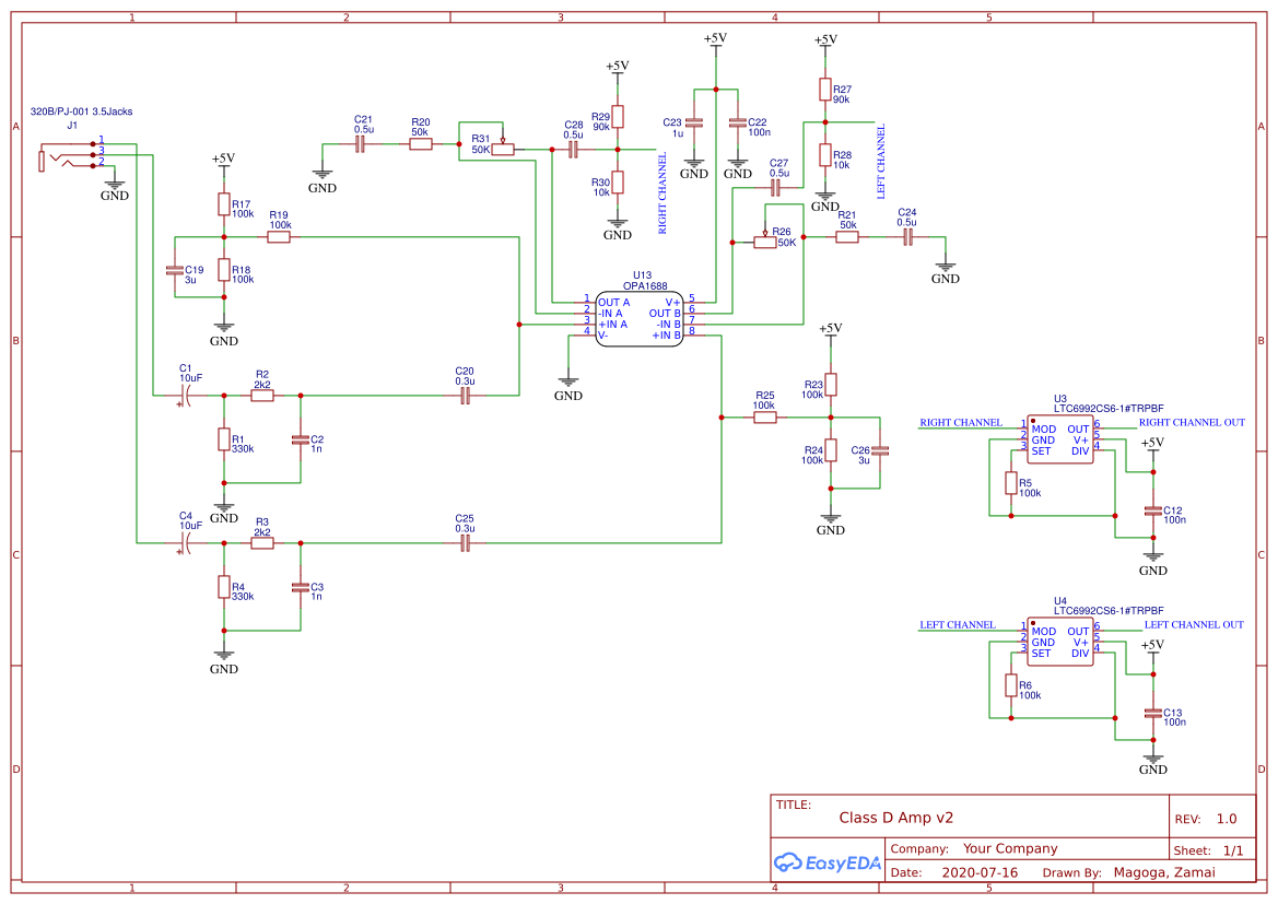 Class D Amp v2 - EasyEDA open source hardware lab