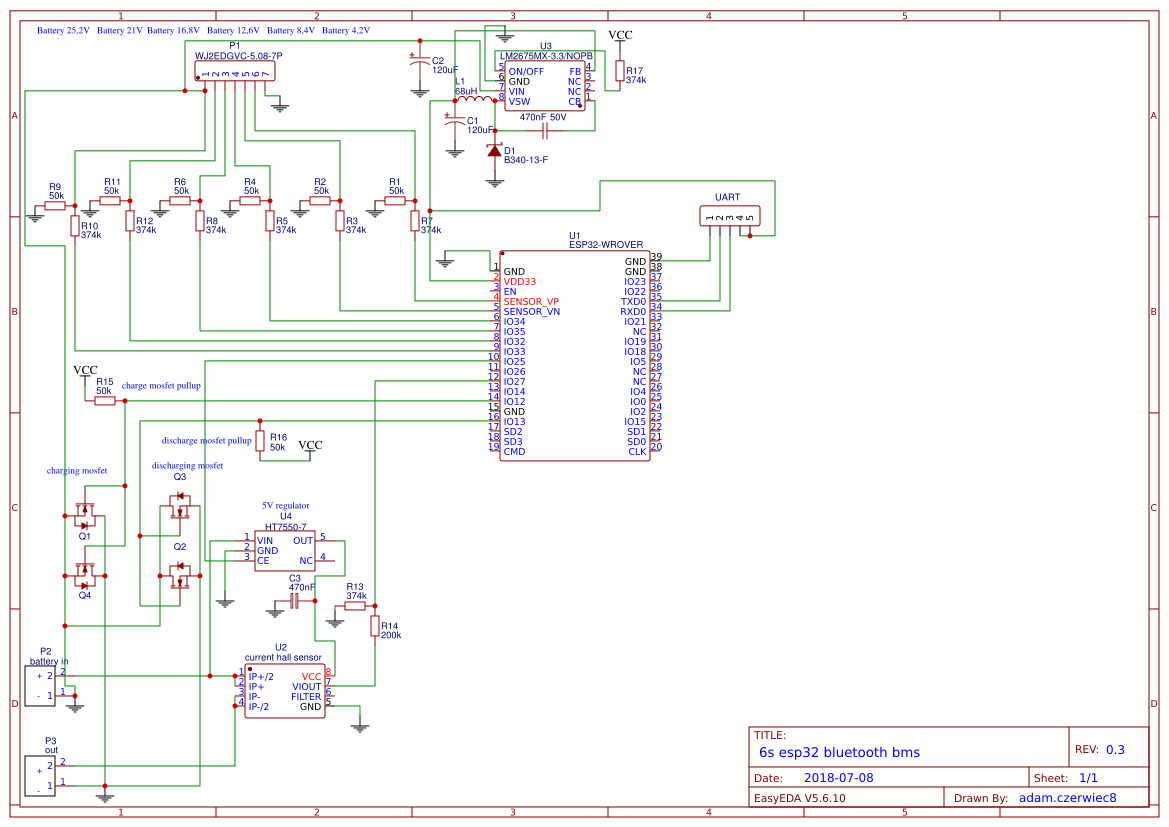6s battery esp32 bms - (adam czerwiec) - EasyEDA open source hardware lab