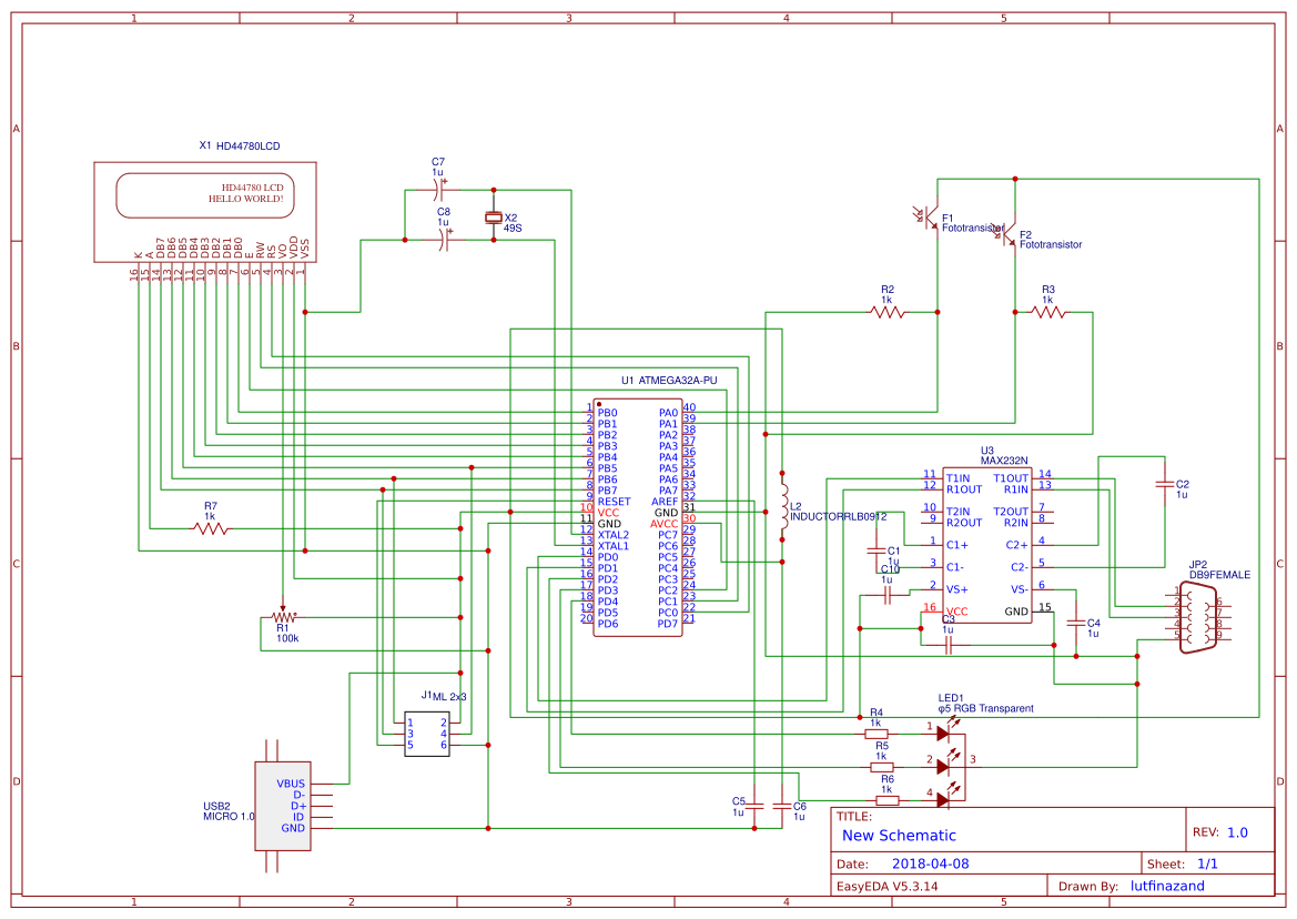 Mikrokontroller med LCD & max232 - EasyEDA open source hardware lab