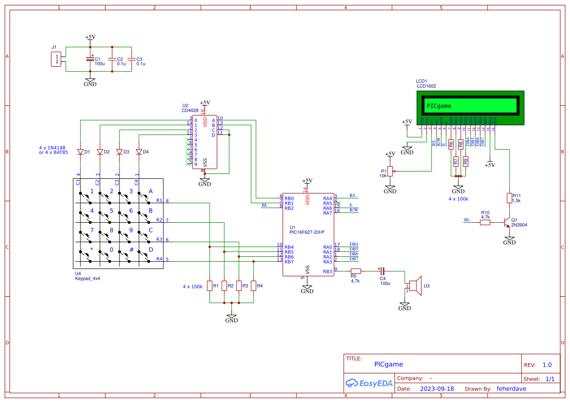 PICgame - EasyEDA open source hardware lab