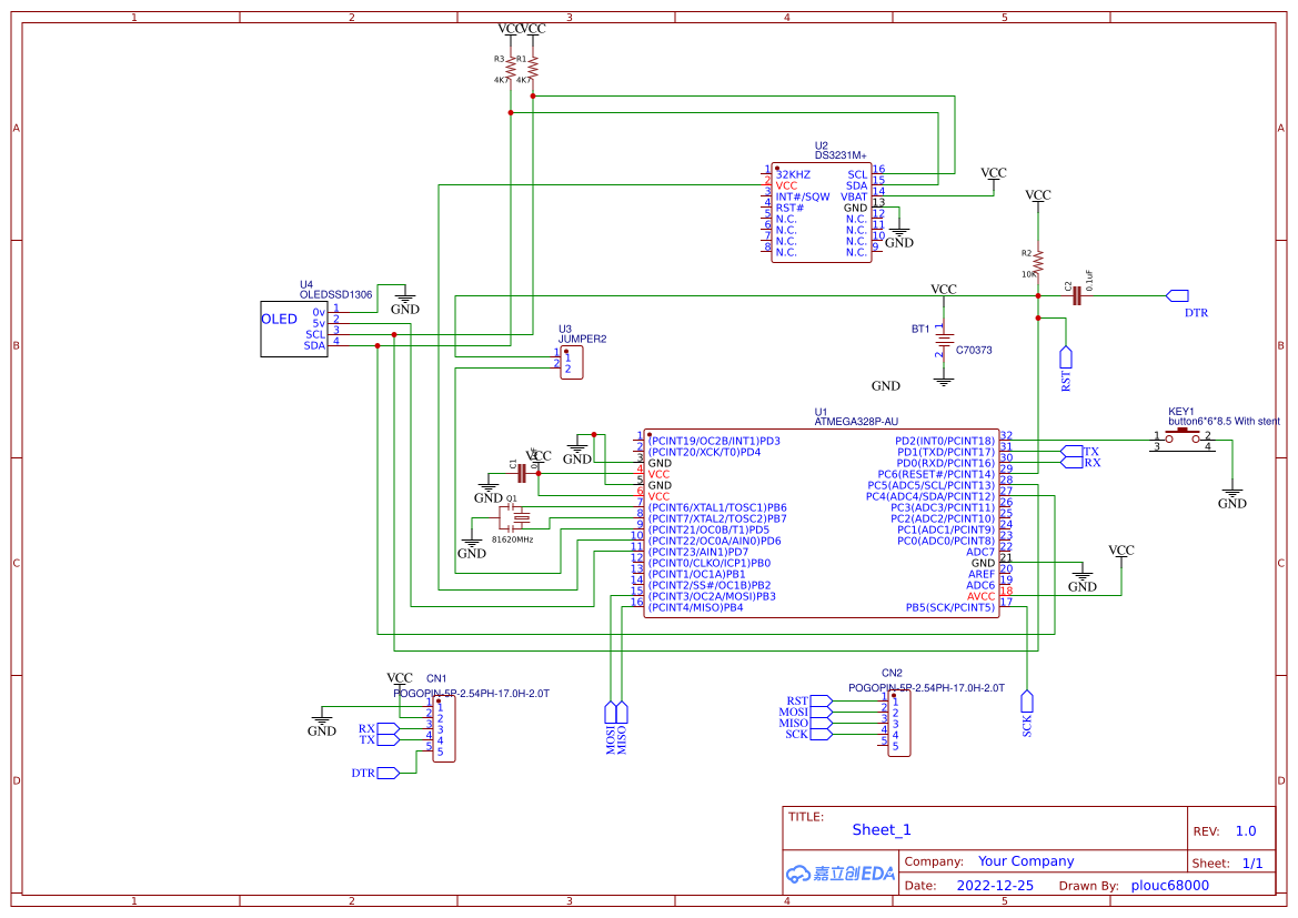 wrist watch oled, CR2032, Pro-Min, DS3231 - OSHWLab