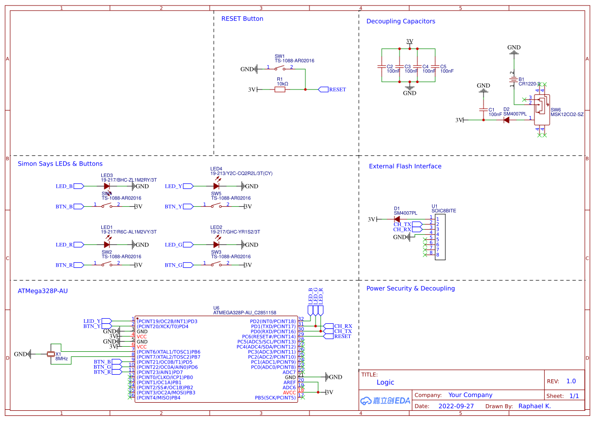 CallingCard ATmega Battery - EasyEDA open source hardware lab