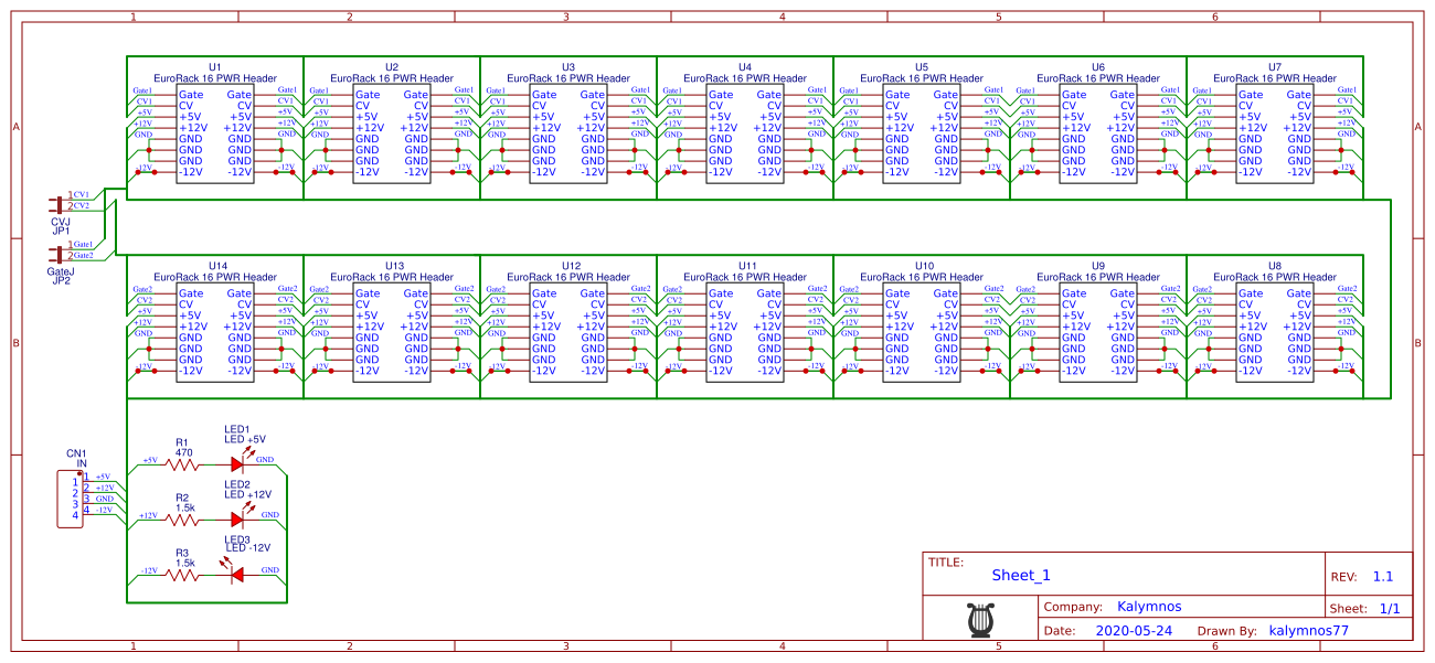Eurorack Power Distribution Bus - OSHWLab