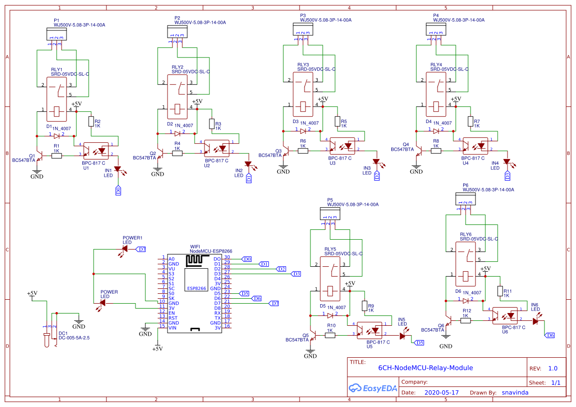ESP-8266-6CH_Relay_Octocupplers - EasyEDA open source hardware lab