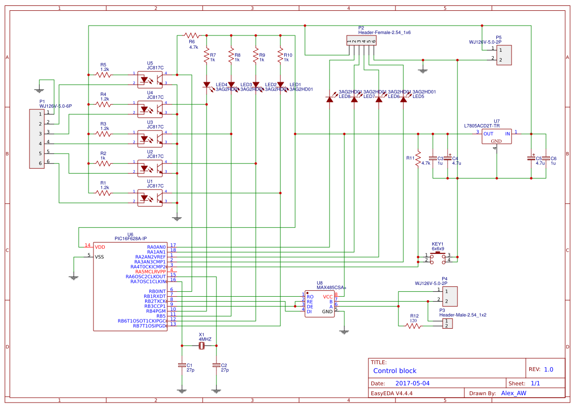 Rele_4in4out_rs485_din copy - EasyEDA open source hardware lab