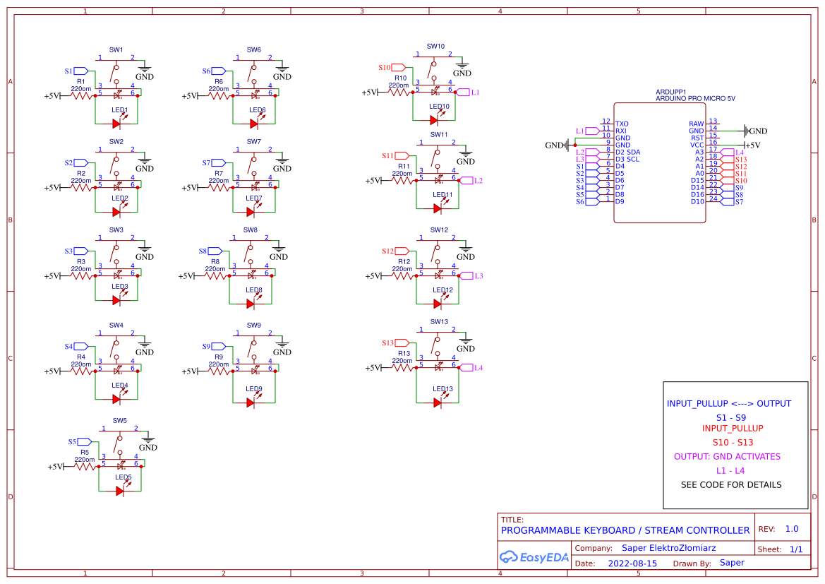 programmable keyboard / stream controller - OSHWLab