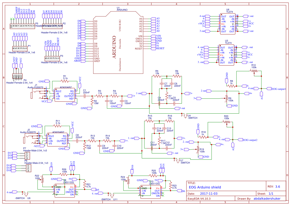 EOG Arduino shield - OSHWLab