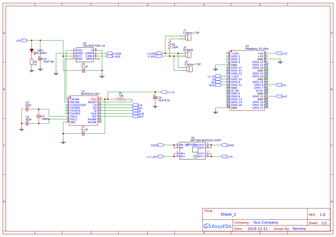 Can Bus Auto Raspberry Pi Zero - OSHWLab