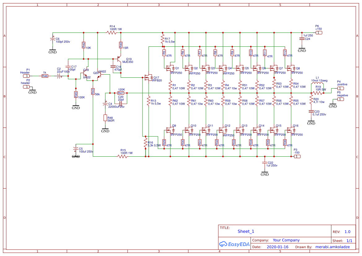 project1: power amplifer 5200W? - EasyEDA open source hardware lab