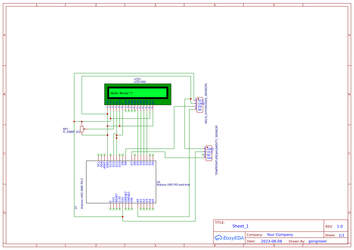 Hydrogen Sensor Using Arduino Temperature And Humidity Sensor Oshwlab