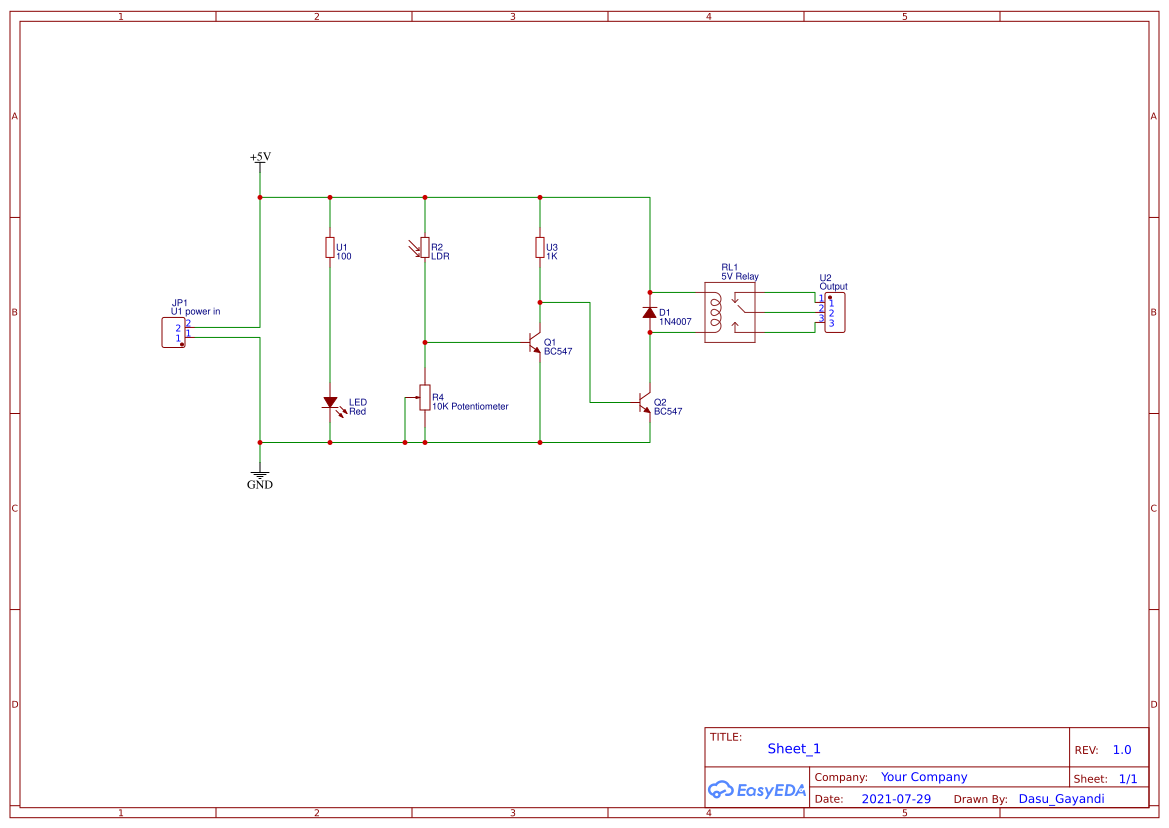 Automatic Night Light Circuit - OSHWLab