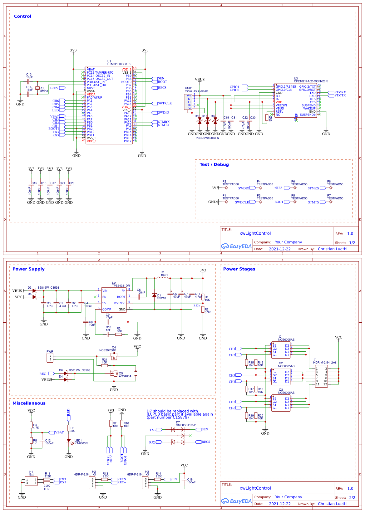 xwLightControl - EasyEDA open source hardware lab