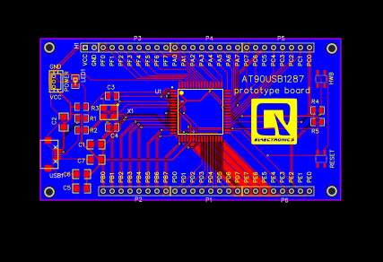 AT90USB1287 prototype board - OSHWLab