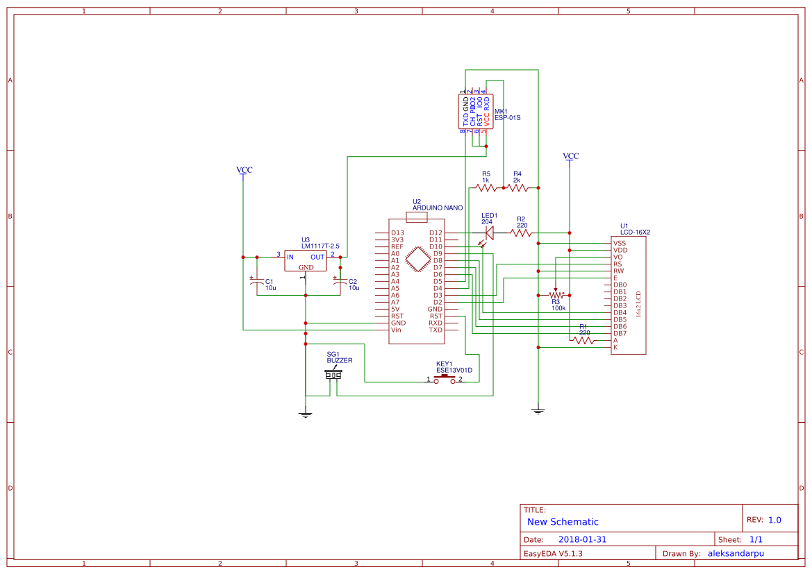 Temperature / Humidity with Arduino Pro Mini, DTH11 and LCD 16x2 - OSHWLab