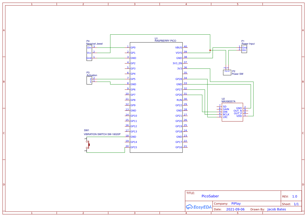 Pico Lightsaber - EasyEDA open source hardware lab