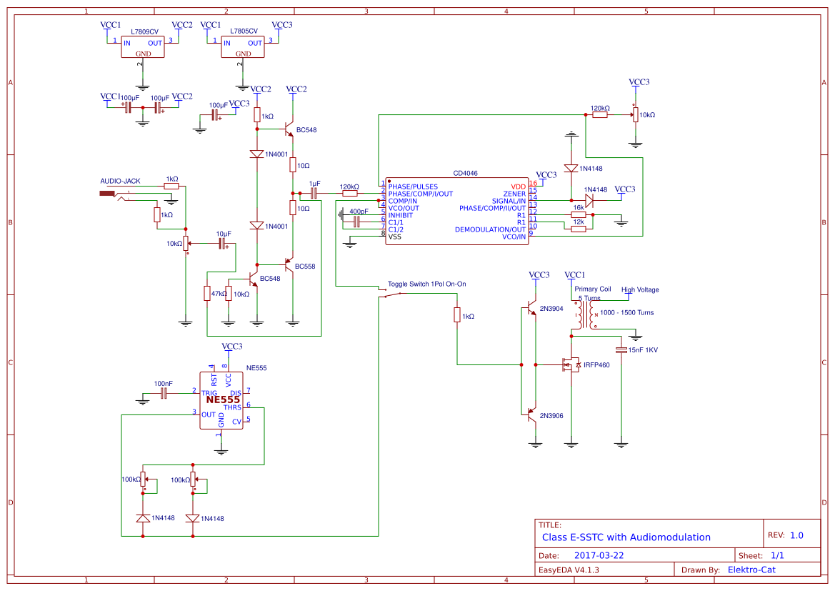 Class E-SSTC with Audiomodulation - EasyEDA open source hardware lab