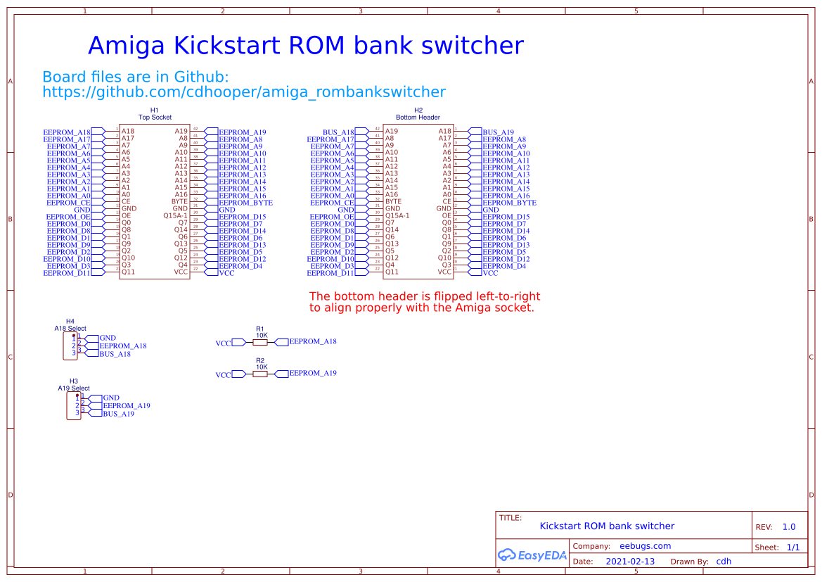 Kickstart ROM bank switcher - EasyEDA open source hardware lab
