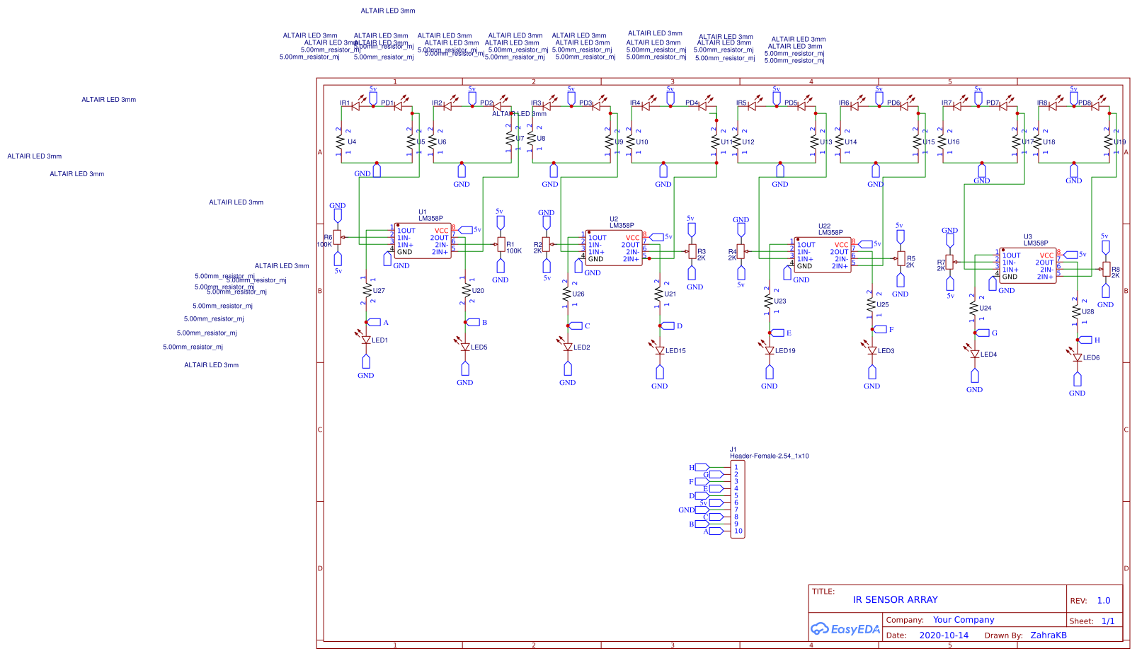 8 channel IR module array - EasyEDA open source hardware lab