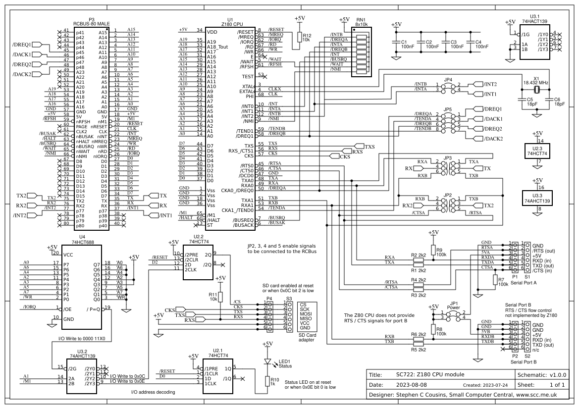 SC722 v1.0.1 Z180 CPU - OSHWLab