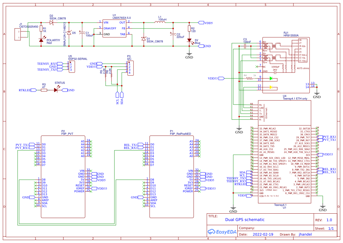 AgOpenGPS DualGPS Teensy 4.1 - EasyEDA open source hardware lab