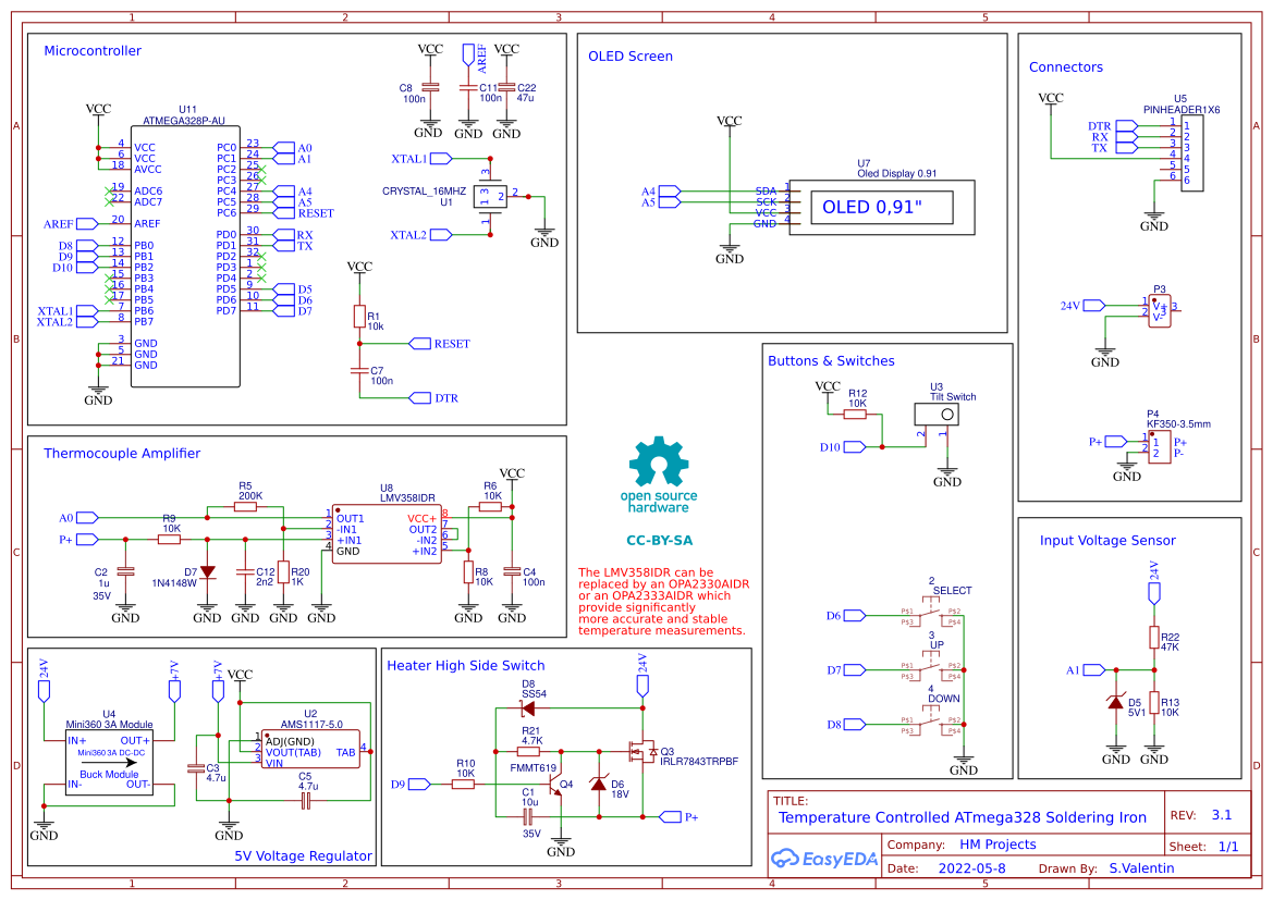 ATmega328 Temperature Controlled Soldering Iron - OSHWLab