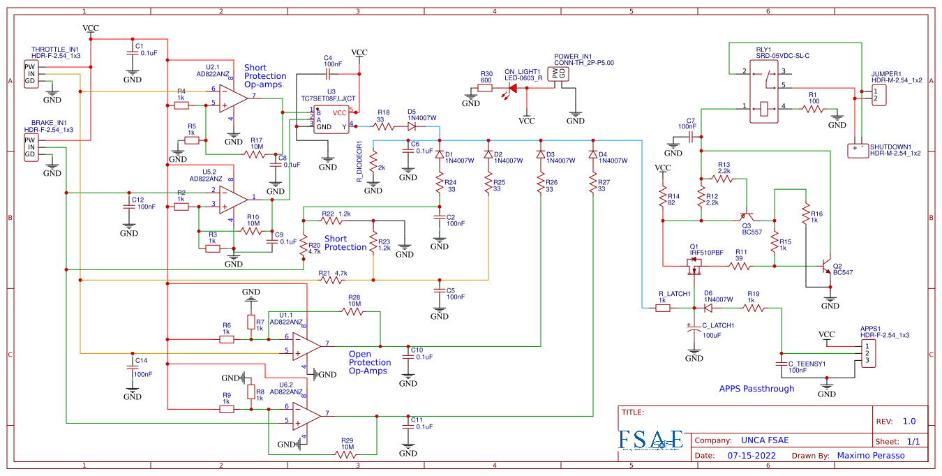 BSPD - UNCA FSAE 2022 - EasyEDA open source hardware lab