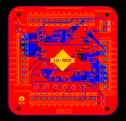 LU-MOD quad latching signal interlock - EasyEDA open source hardware lab